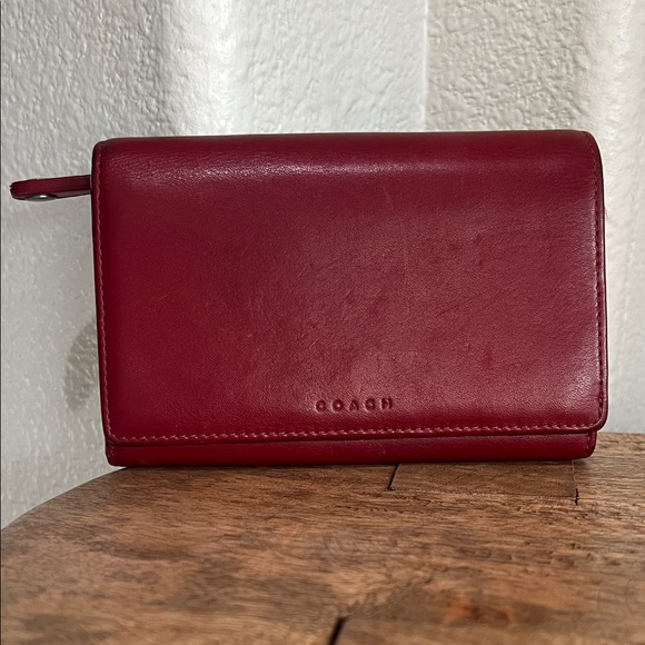 Coach | Bags | Coach Dark Red Leather Wallet | Poshmark